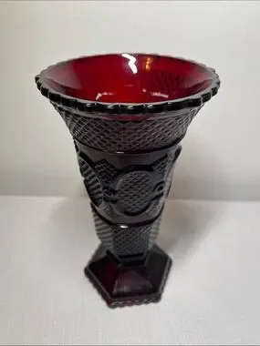 Avon | Accents | Avon Cade Cod Ruby Red Pressed Glass Decorative Vase ...